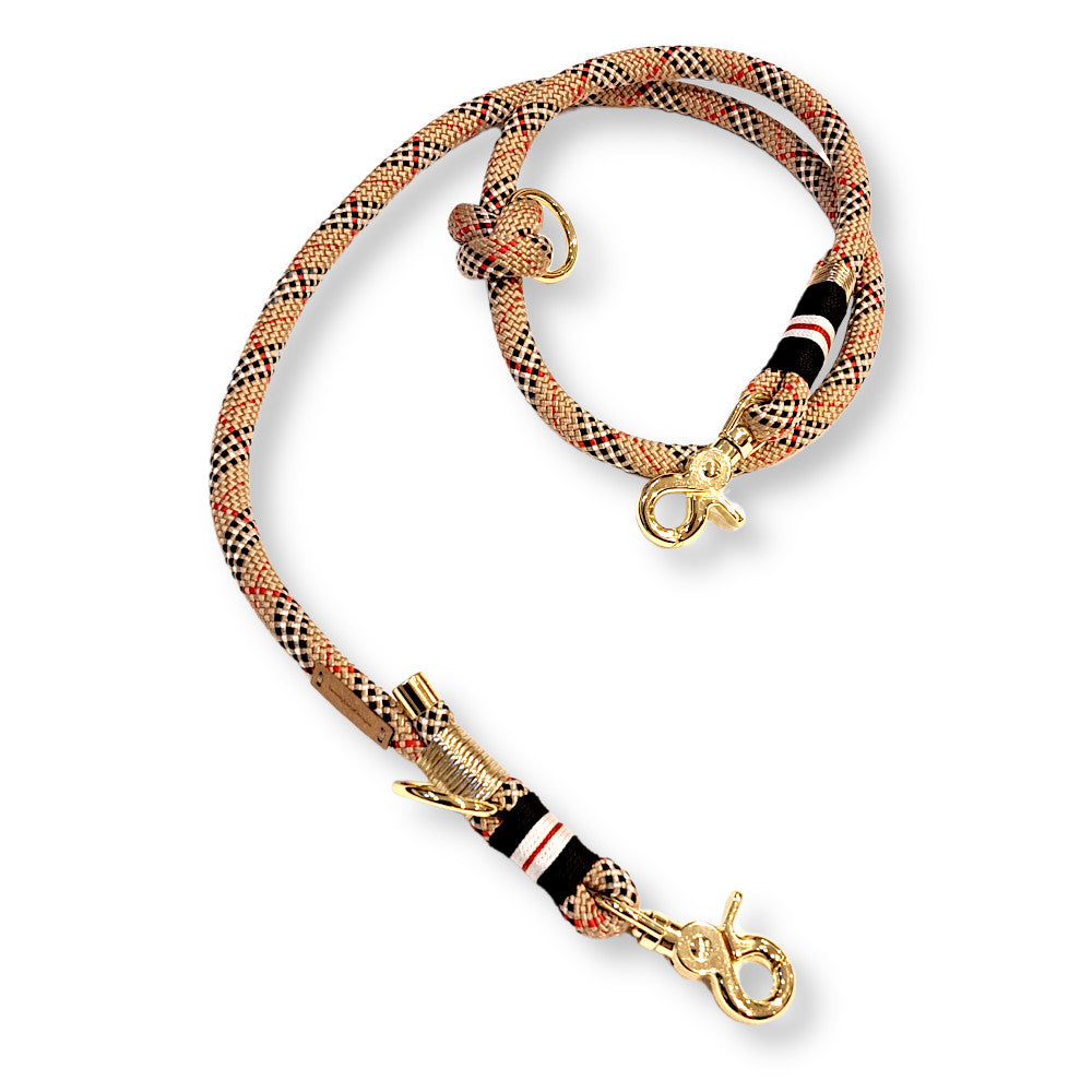 Hundeleine aus Tau *Tartan-Beige* – SammyLunaDesigns